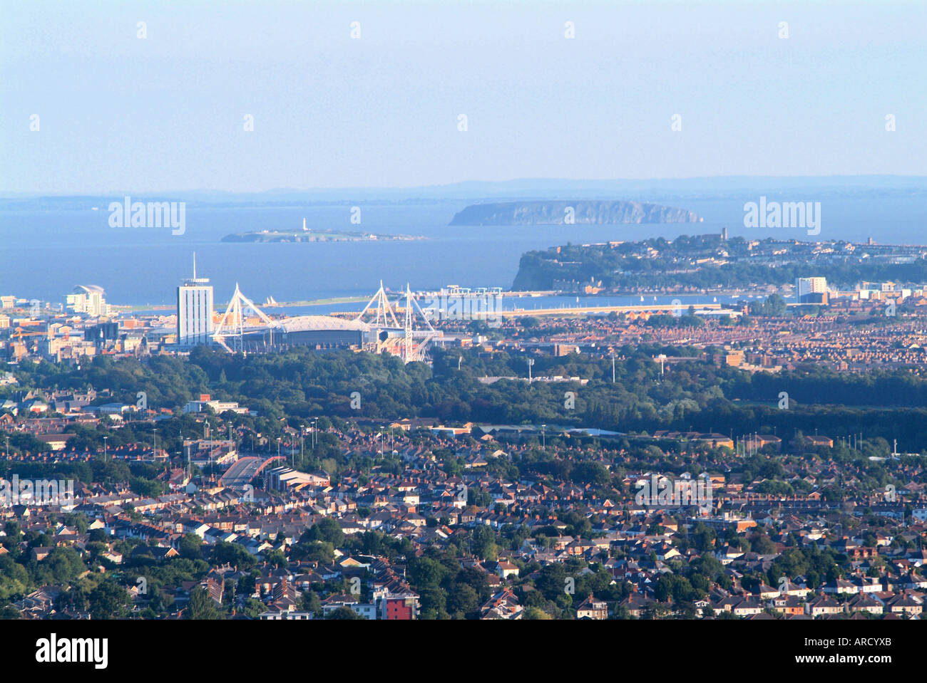 Aerial Cardiff Steep Holm Flat Holm Bristol Channel South Wales Stock ...