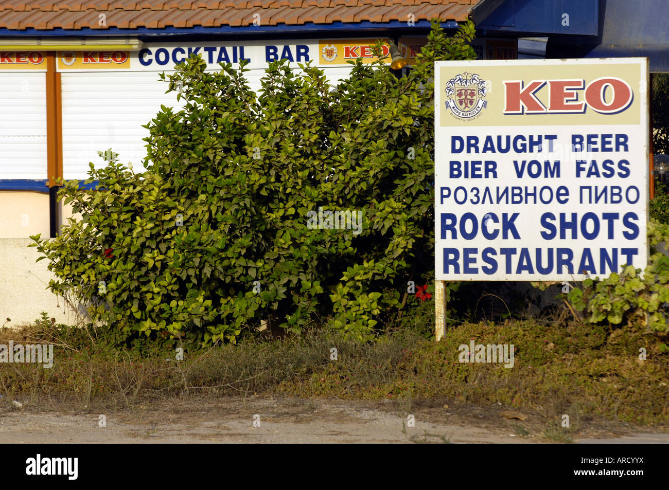 signs cyprus travel tourism editorial keo lager beer rock shots ...