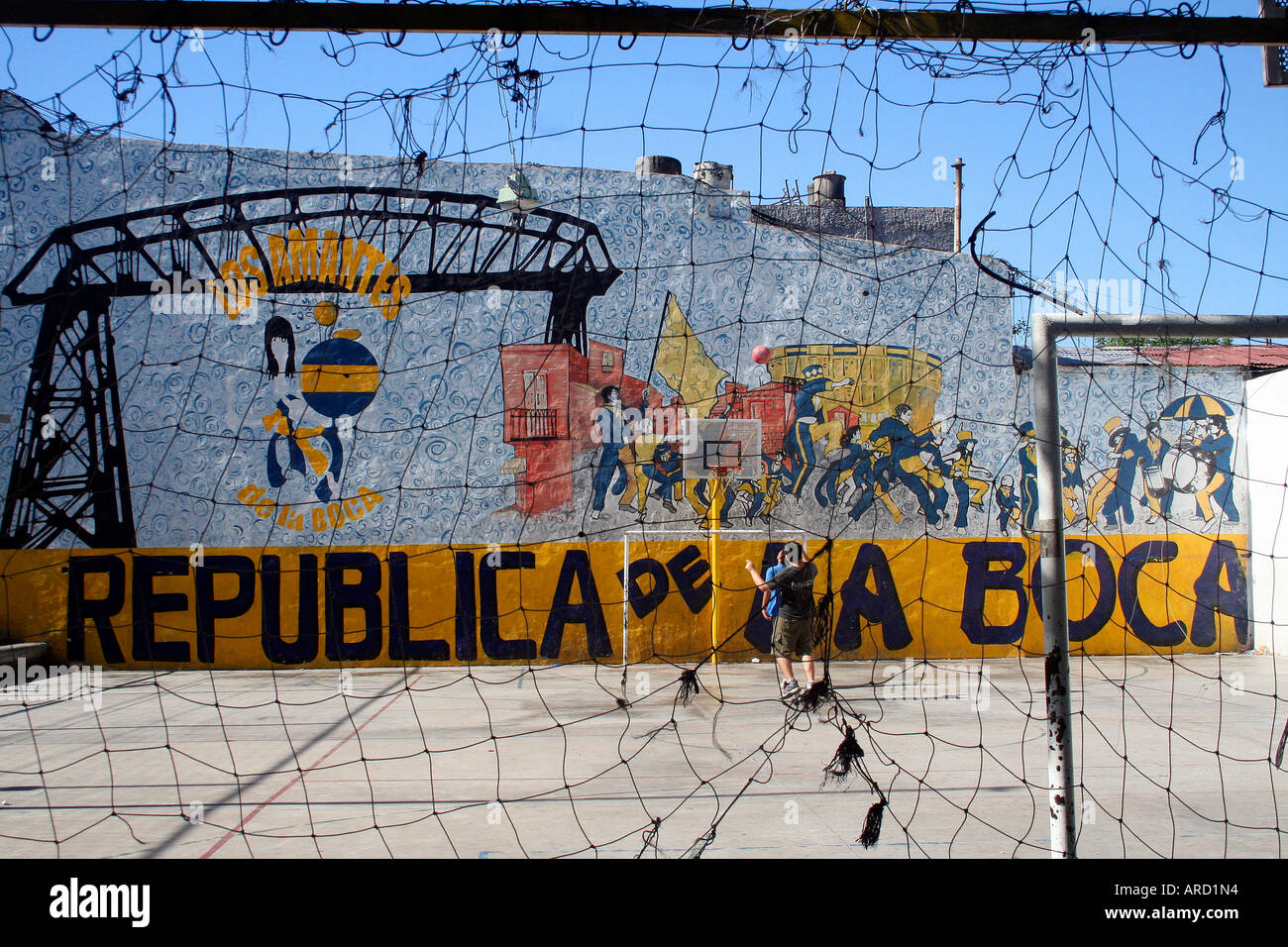 Basketball court, La Boca, Buenos Aires, Argentina, South America Stock ...