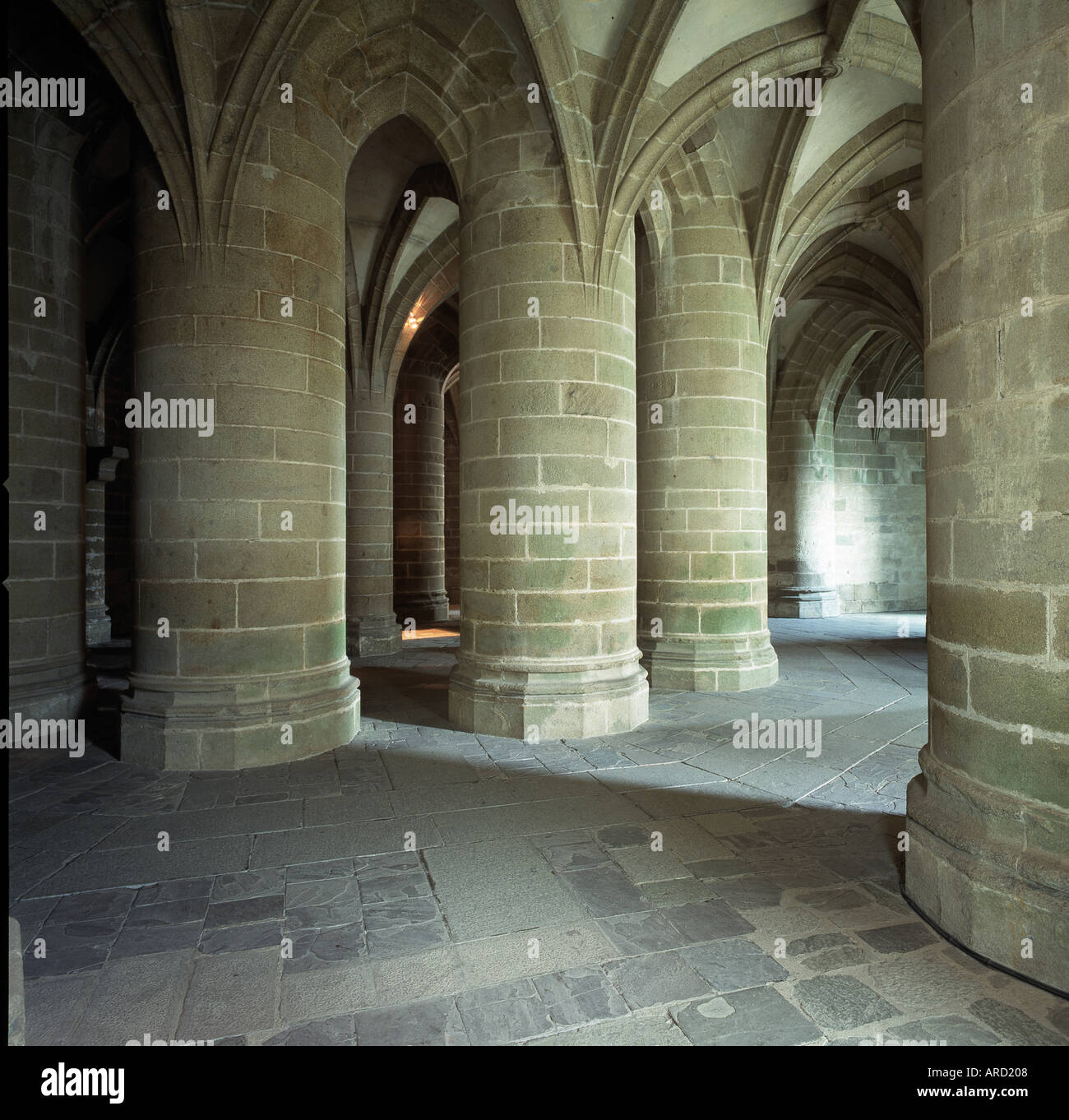Mont-Saint-Michel, Klosterkirche, Krypta der dicken Pfeiler Stock Photo ...