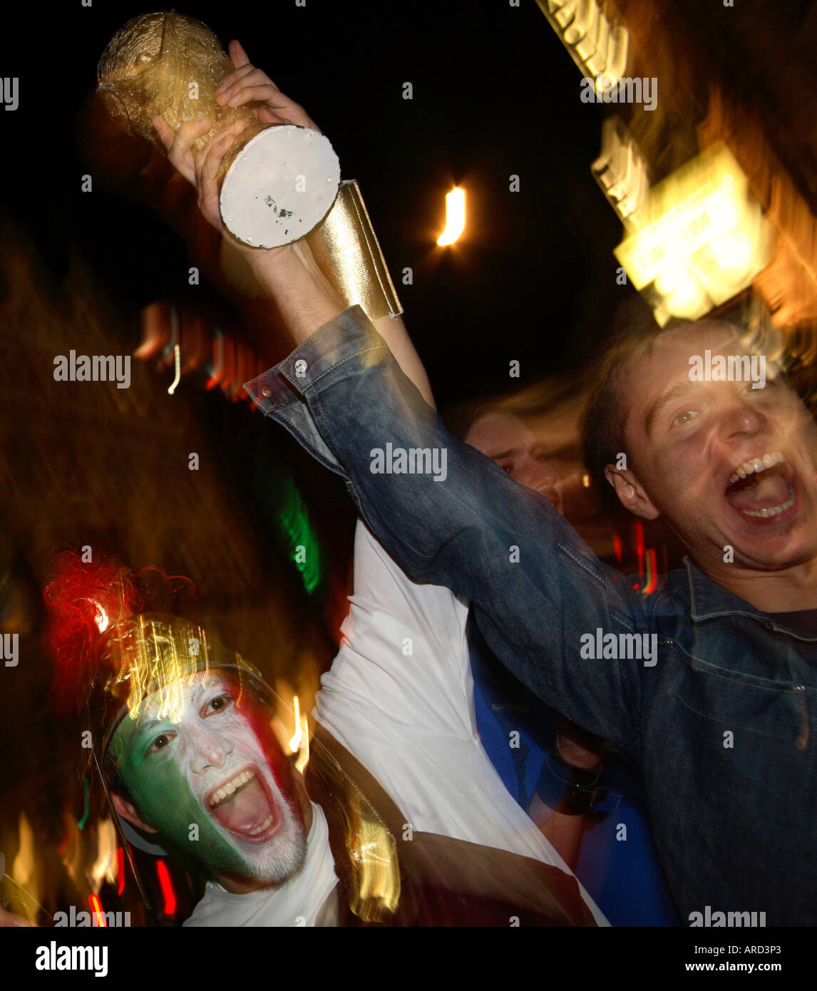 Italian fans dressed as Roman gladiators celebrating in Shaftesbury ...