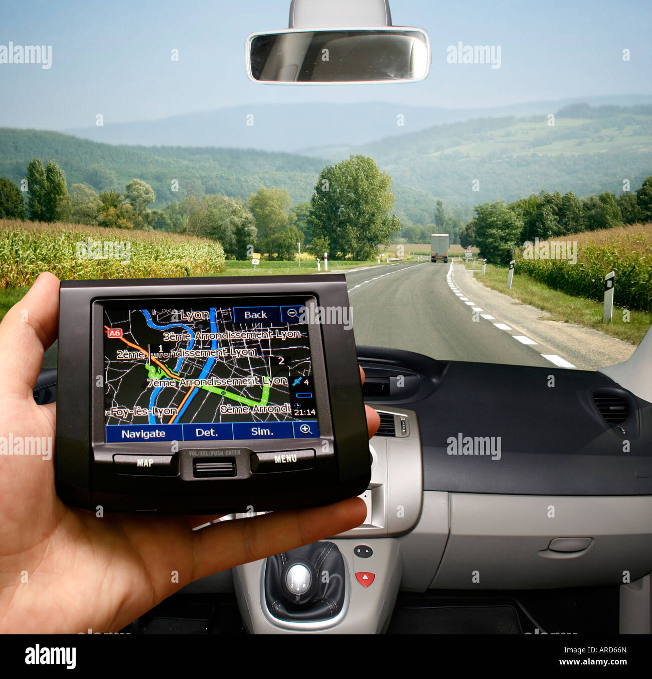GPS in a mans hand Stock Photo - Alamy