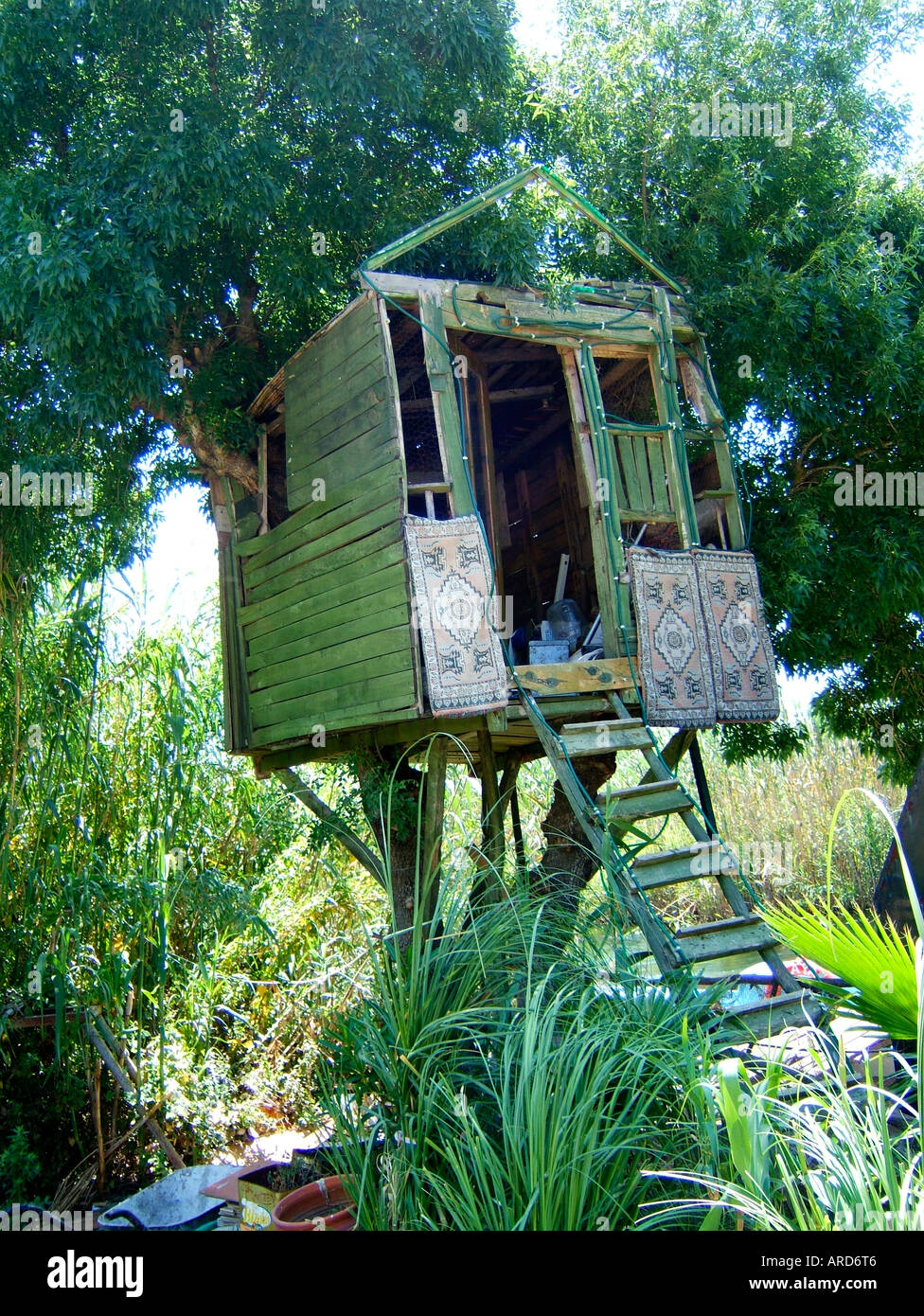 Ramshackle tree house Akyaka Turkey Stock Photo - Alamy