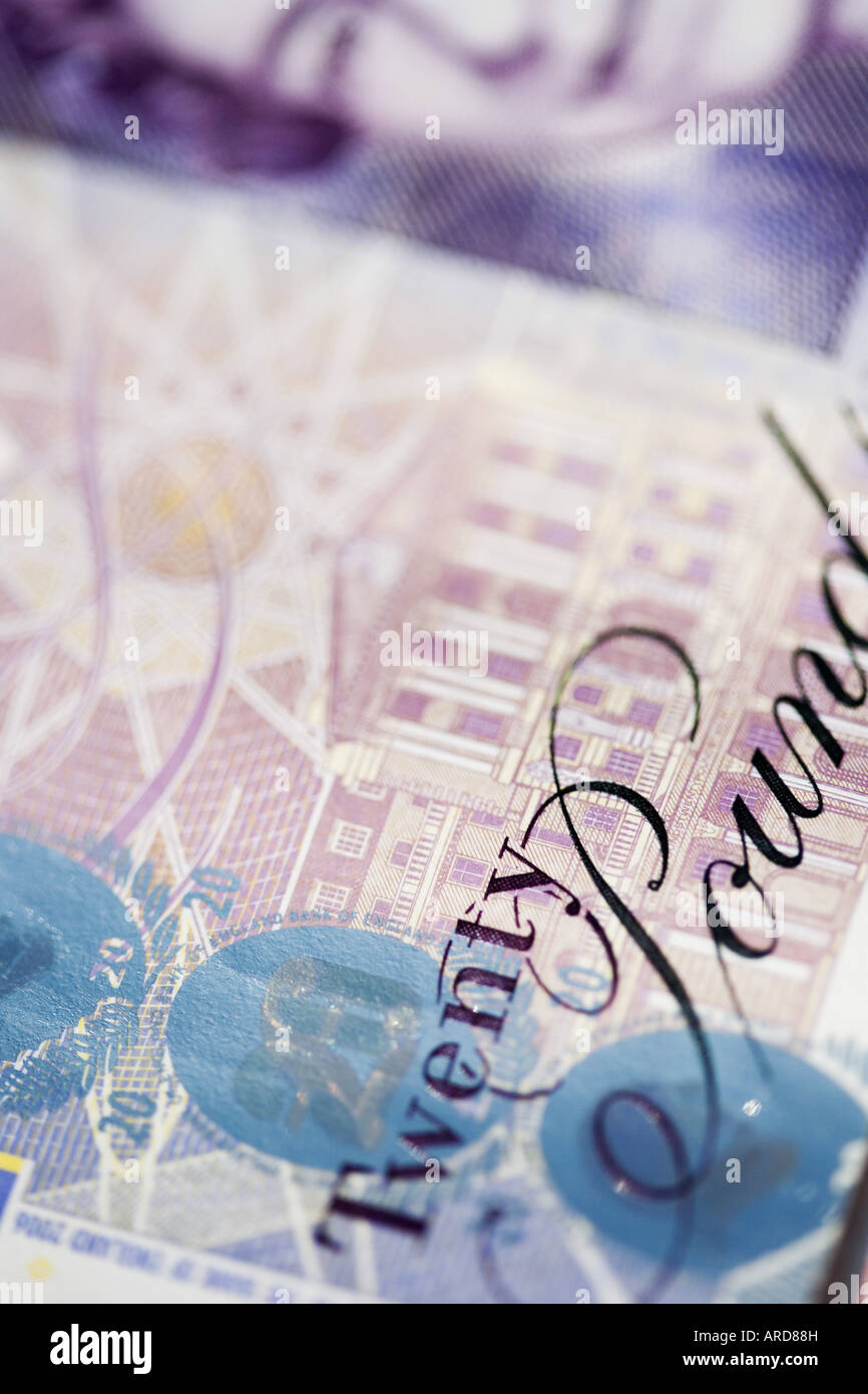 English Twenty pound note shallow DOF Stock Photo - Alamy