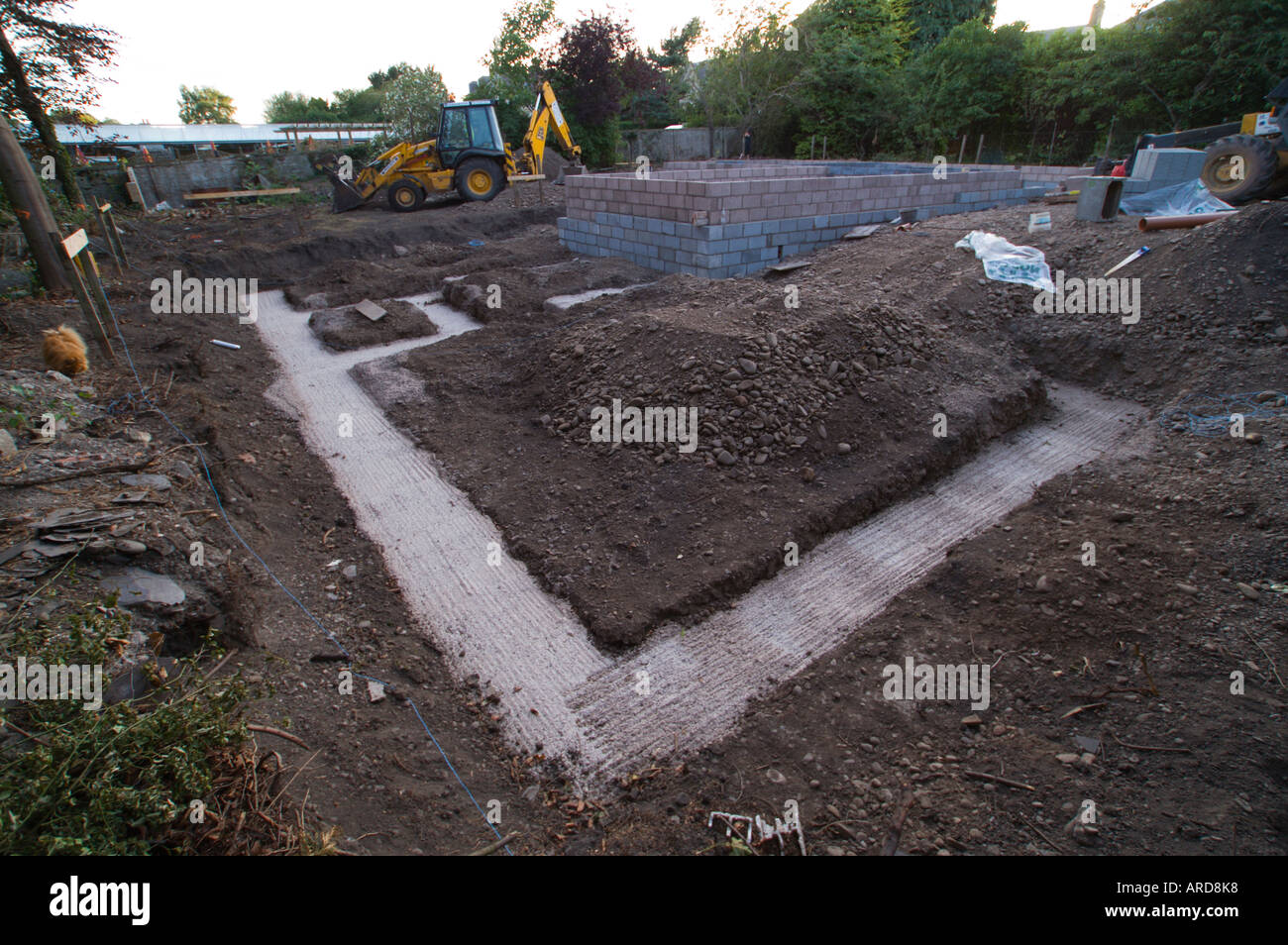 Foundations dug for a new build house in the UK Scotland Stock Photo ...