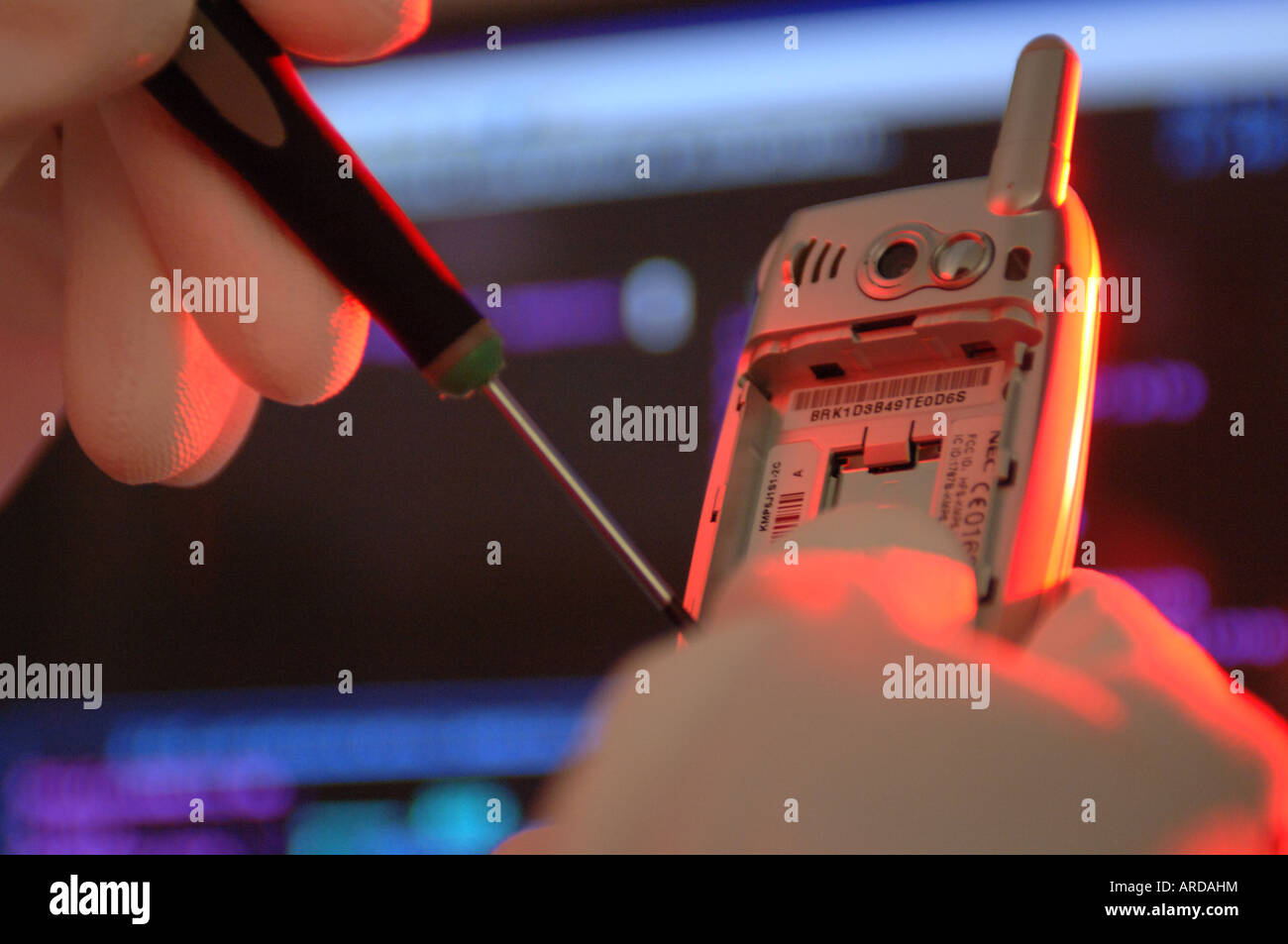 Mobile telephone testing and repairs Stock Photo - Alamy