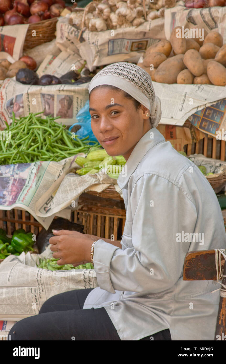Woman girl market trader trading working happy vegetables hi-res stock ...