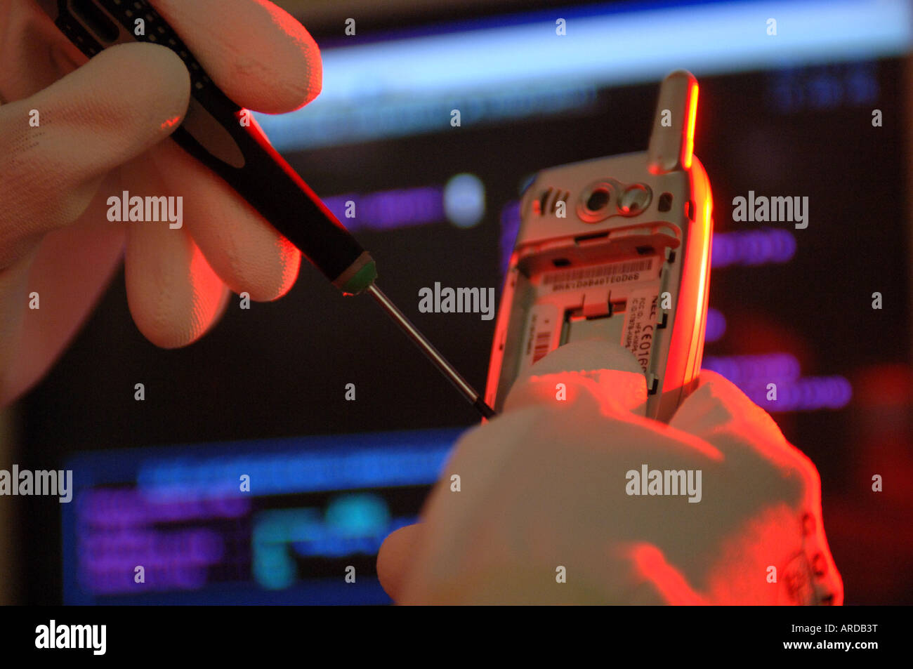 Mobile telephone testing and repairs Stock Photo - Alamy