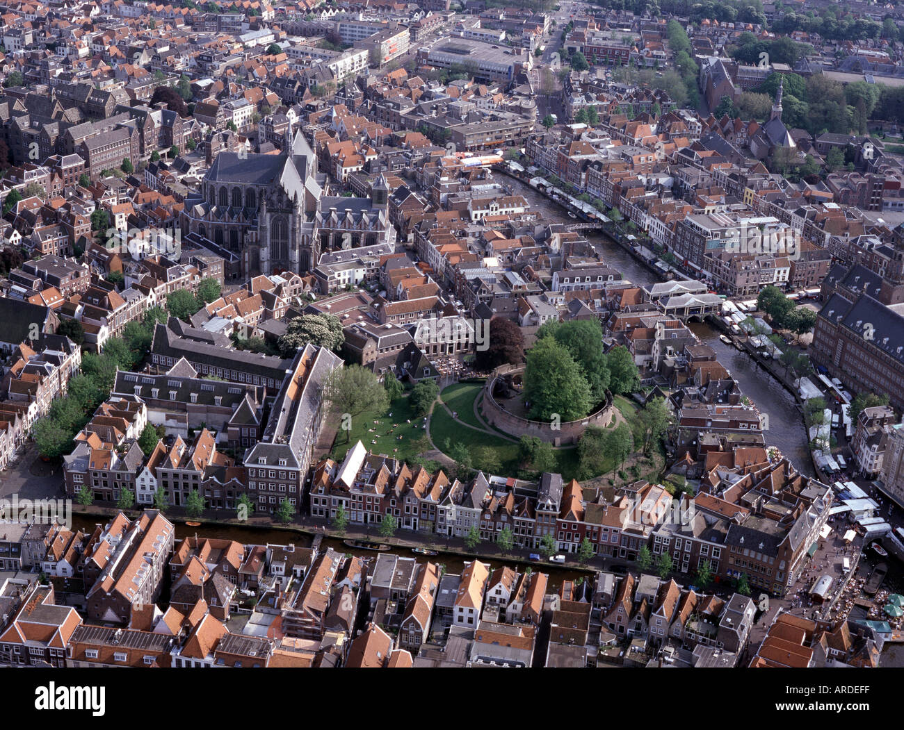 Leiden, Burcht und Hooglandsekerk, (Luftbild Stock Photo - Alamy