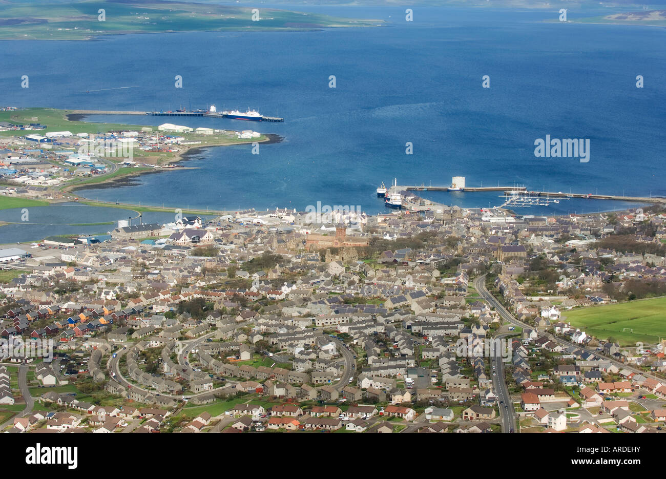 aerial photograph of Kirkwall Orkney Stock Photo - Alamy