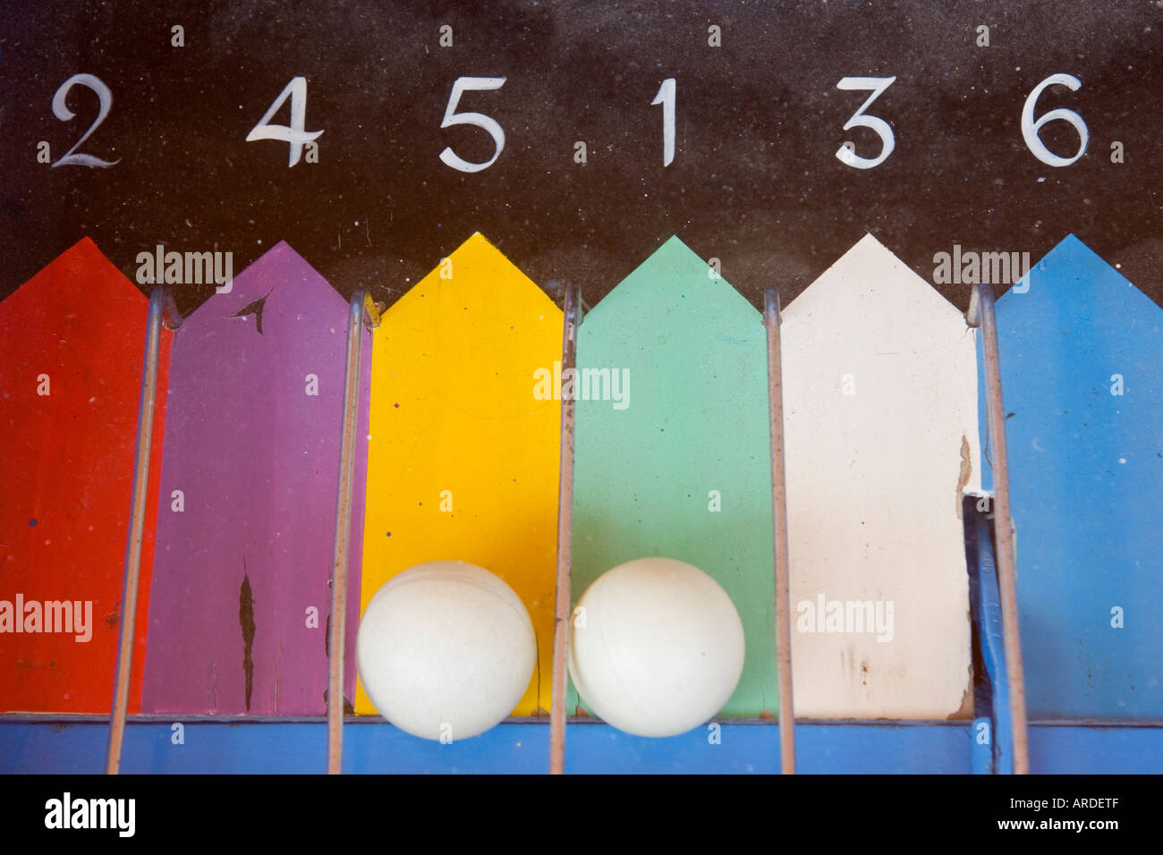 carnival game with balls and numbers Stock Photo - Alamy