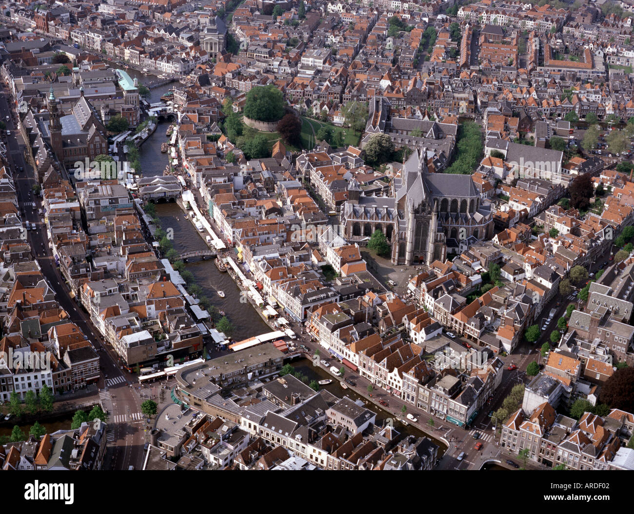 Leiden, Burcht und Hooglandsekerk, (Luftbild Stock Photo - Alamy