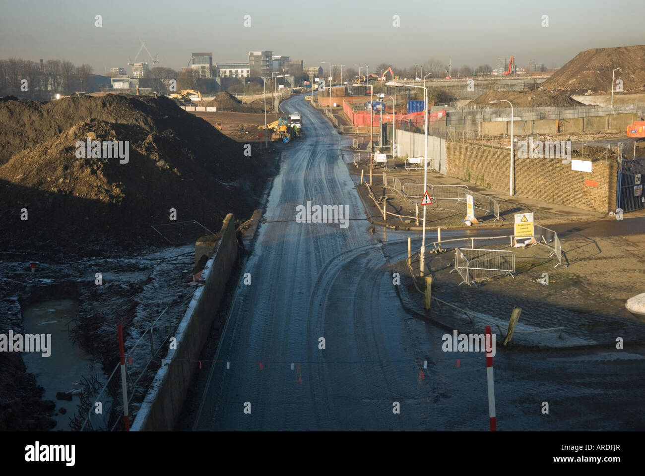 Main London Olympic site - view along Marshgate Lane from the Greenway ...