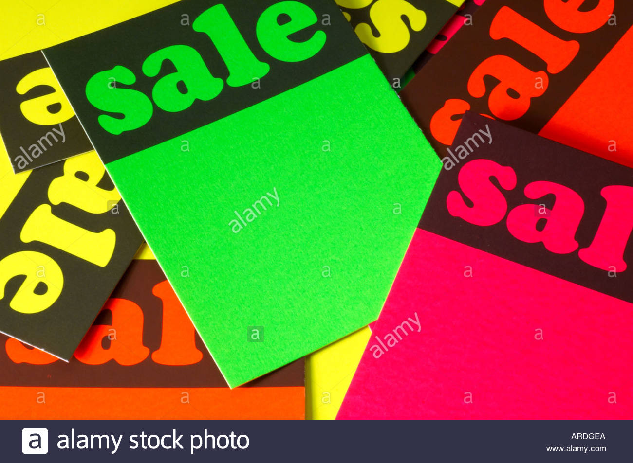 Shop sale signs Stock Photo - Alamy