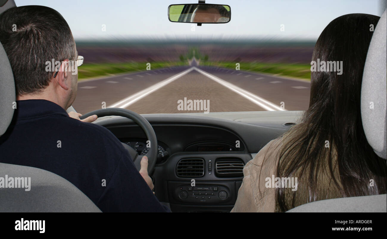 Man driving his car on the highway Stock Photo - Alamy