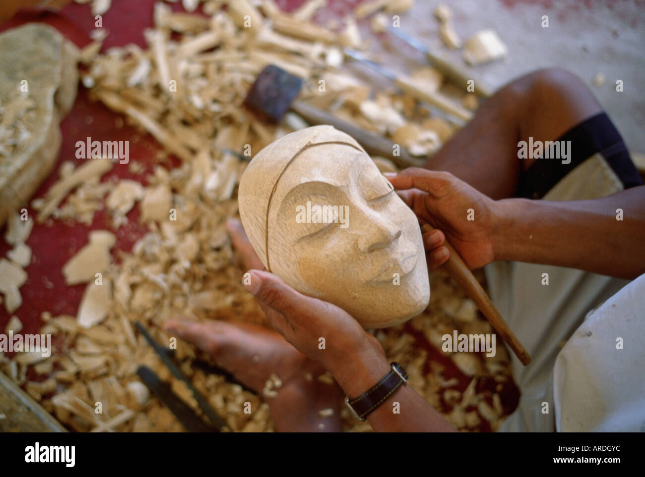 Anom the famous mask maker from the Village of MAS near Ubud in Bali ...