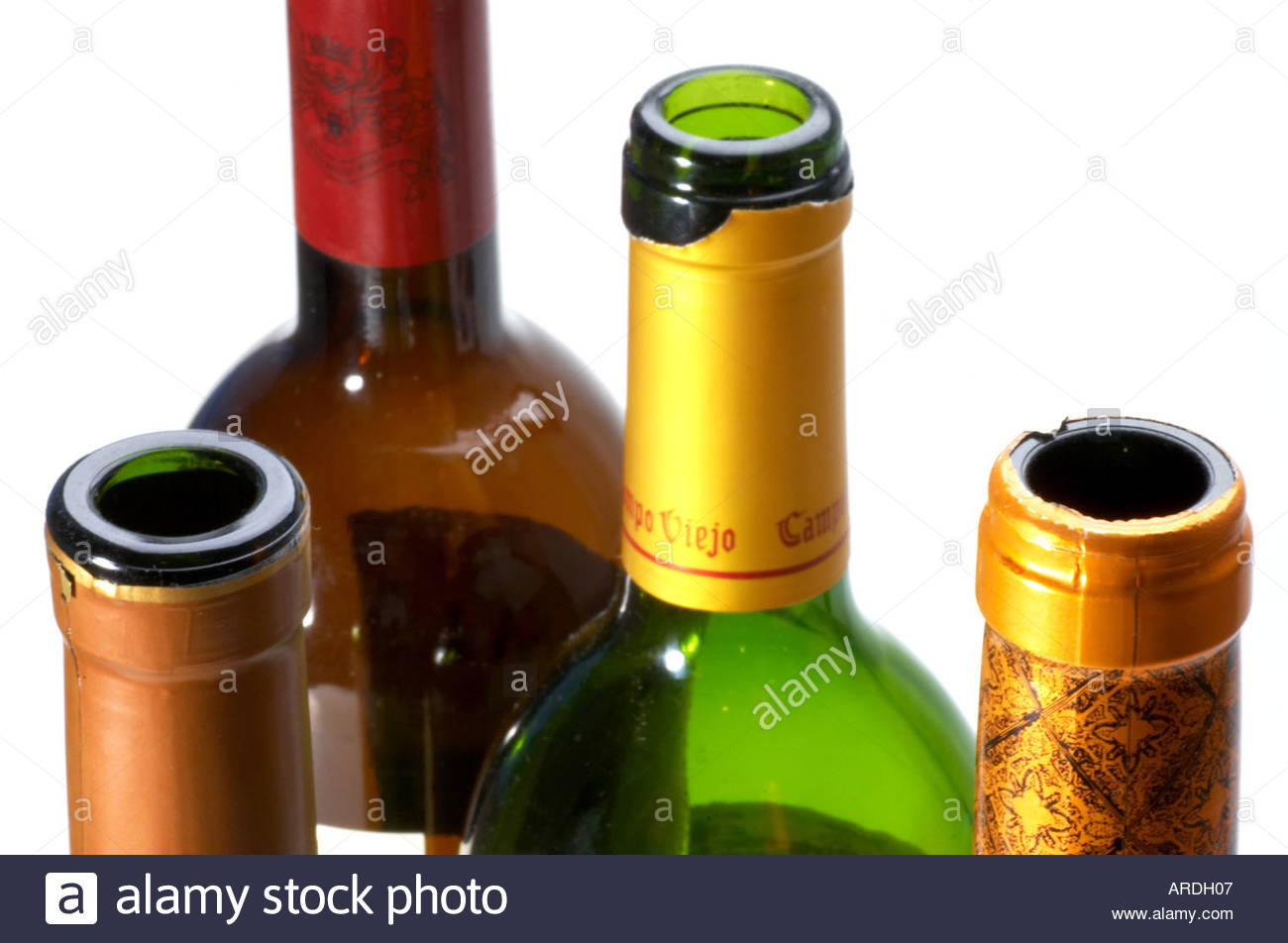 Four empty wine bottles Stock Photo - Alamy