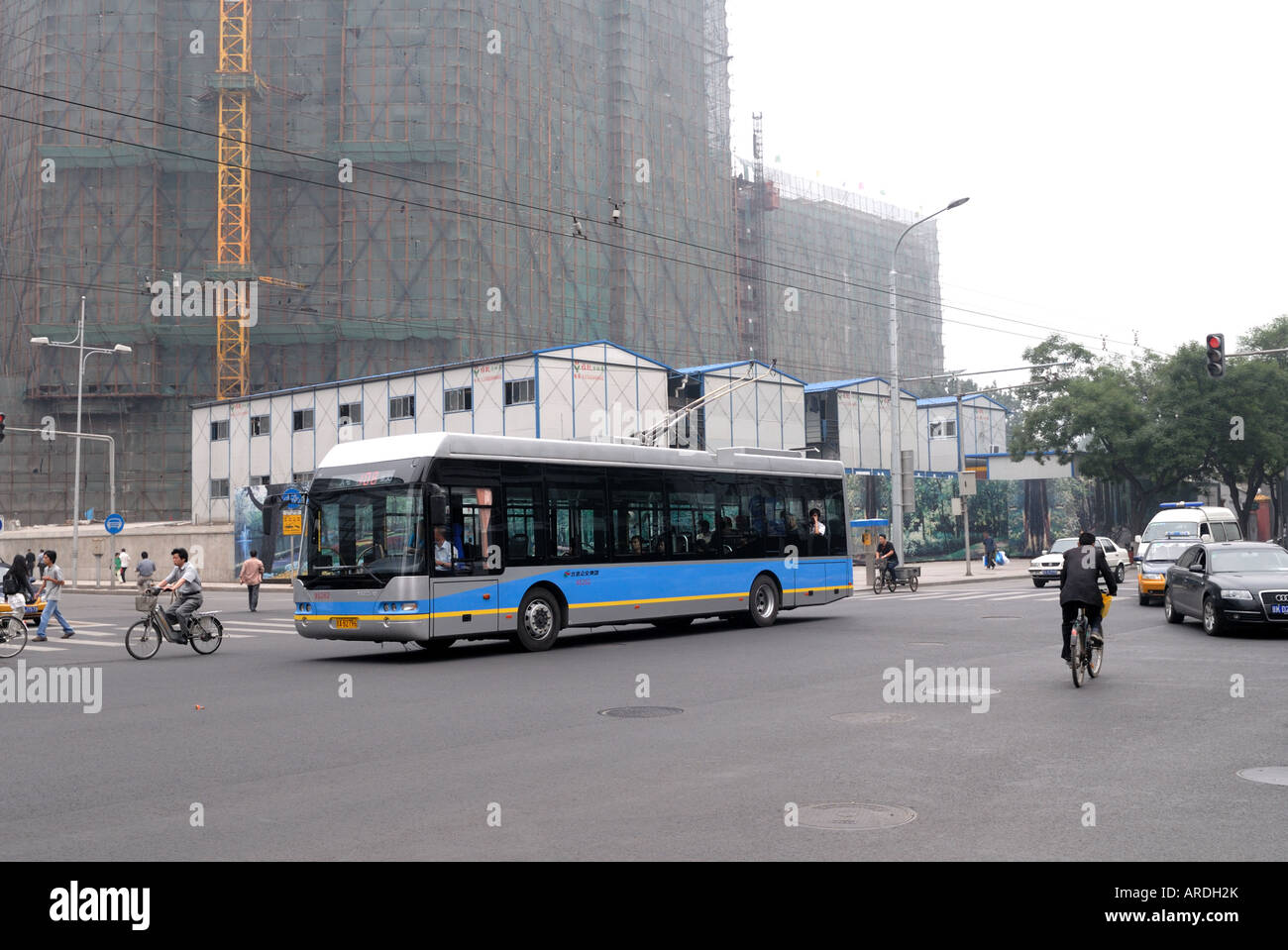 New shape trolleybus China Asia Beijing Peking City Stock Photo - Alamy