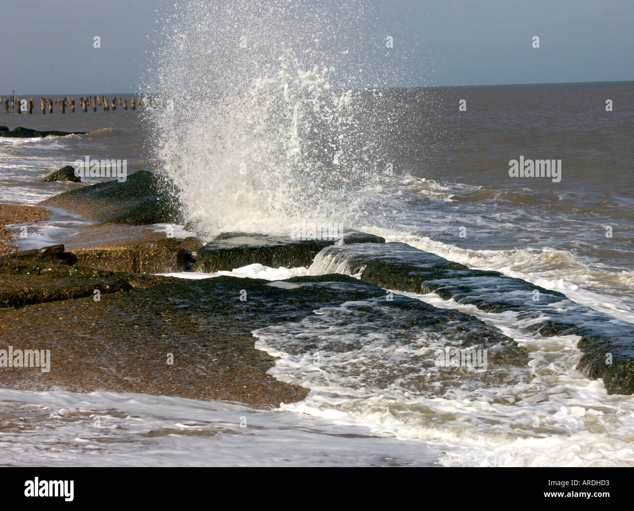 Waves Breaking at The Ness Lowestoft Suffolk England Stock Photo - Alamy