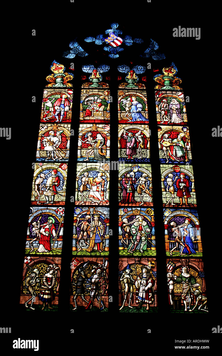Stained glass window in a catholic cathedral Stock Photo - Alamy