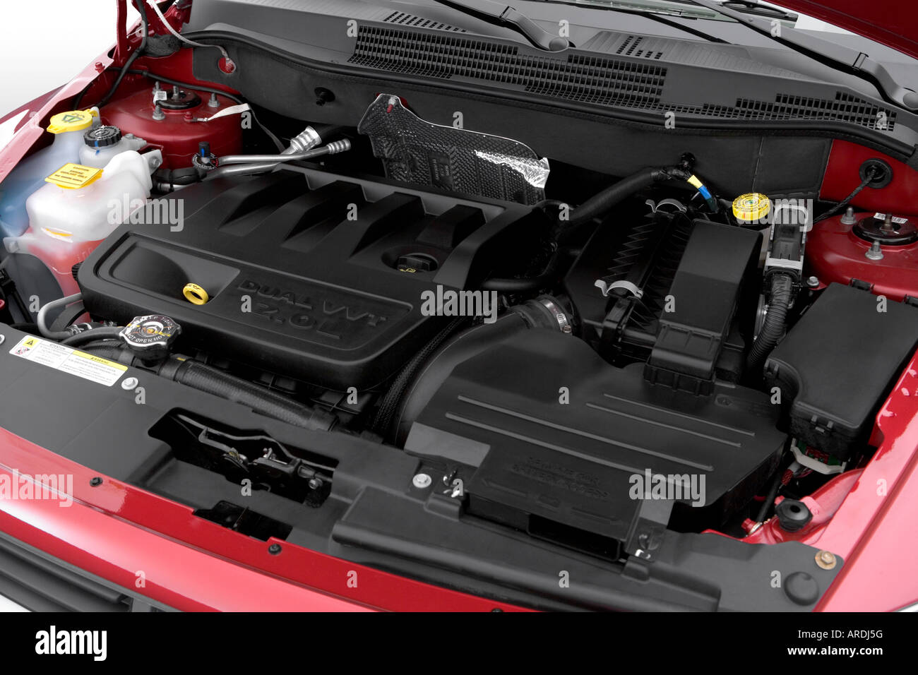 2007 Dodge Caliber SXT in Red - Engine Stock Photo - Alamy