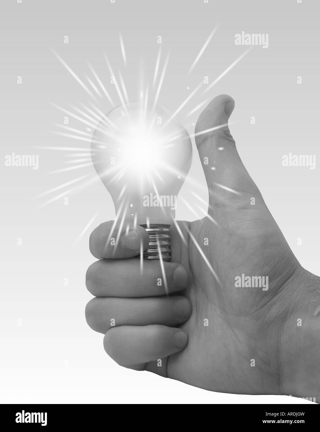 Light bulb on hand Black and White Stock Photos & Images - Alamy