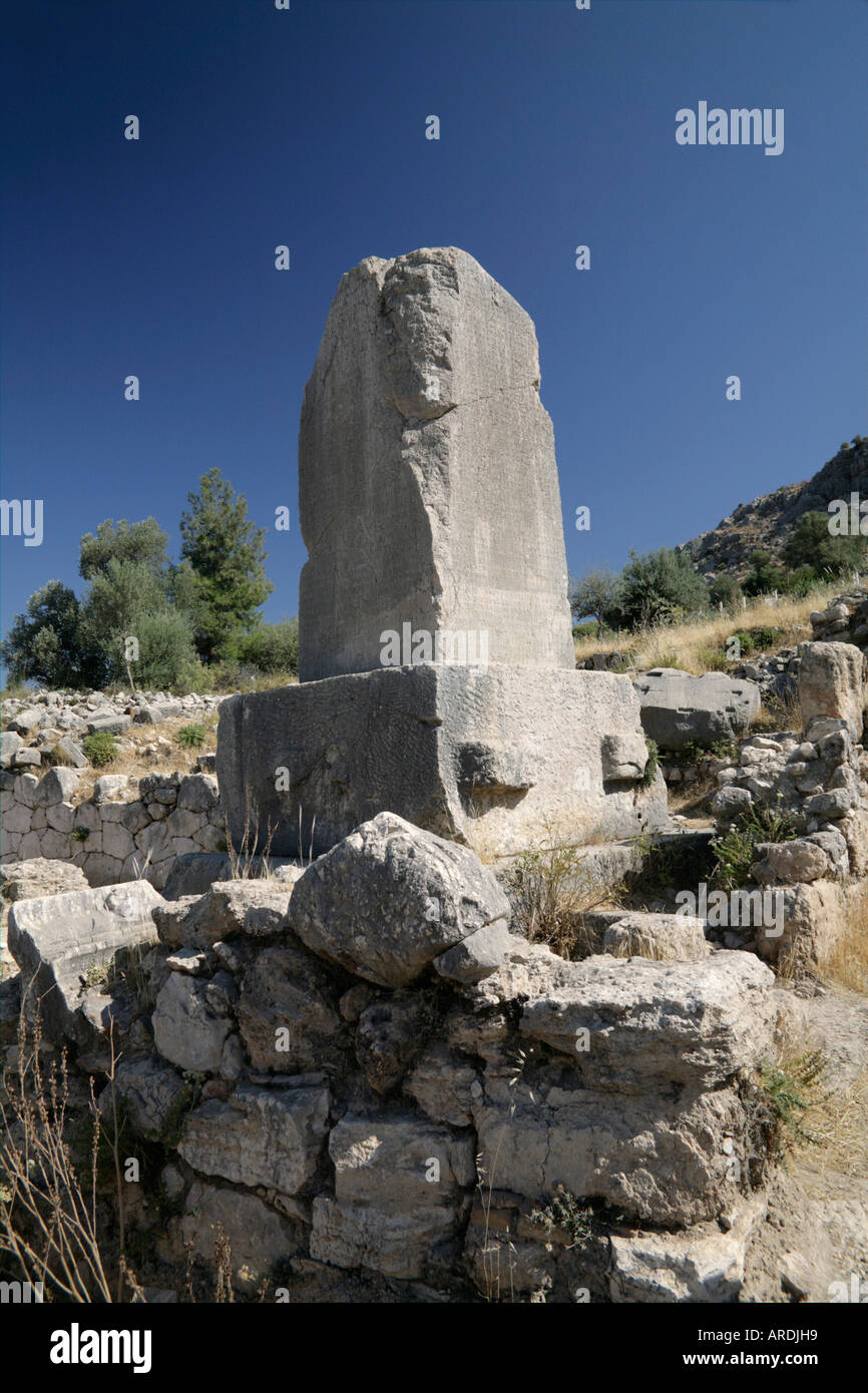 Inscribed engraved stone pillar Xanthos Southern Turkey Asia Stock ...