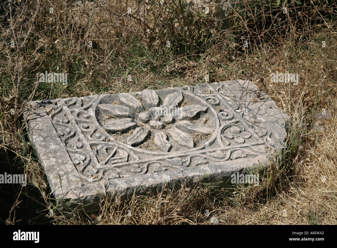 roman stone carving flower Xanthos Southern Turkey Asia Stock Photo - Alamy