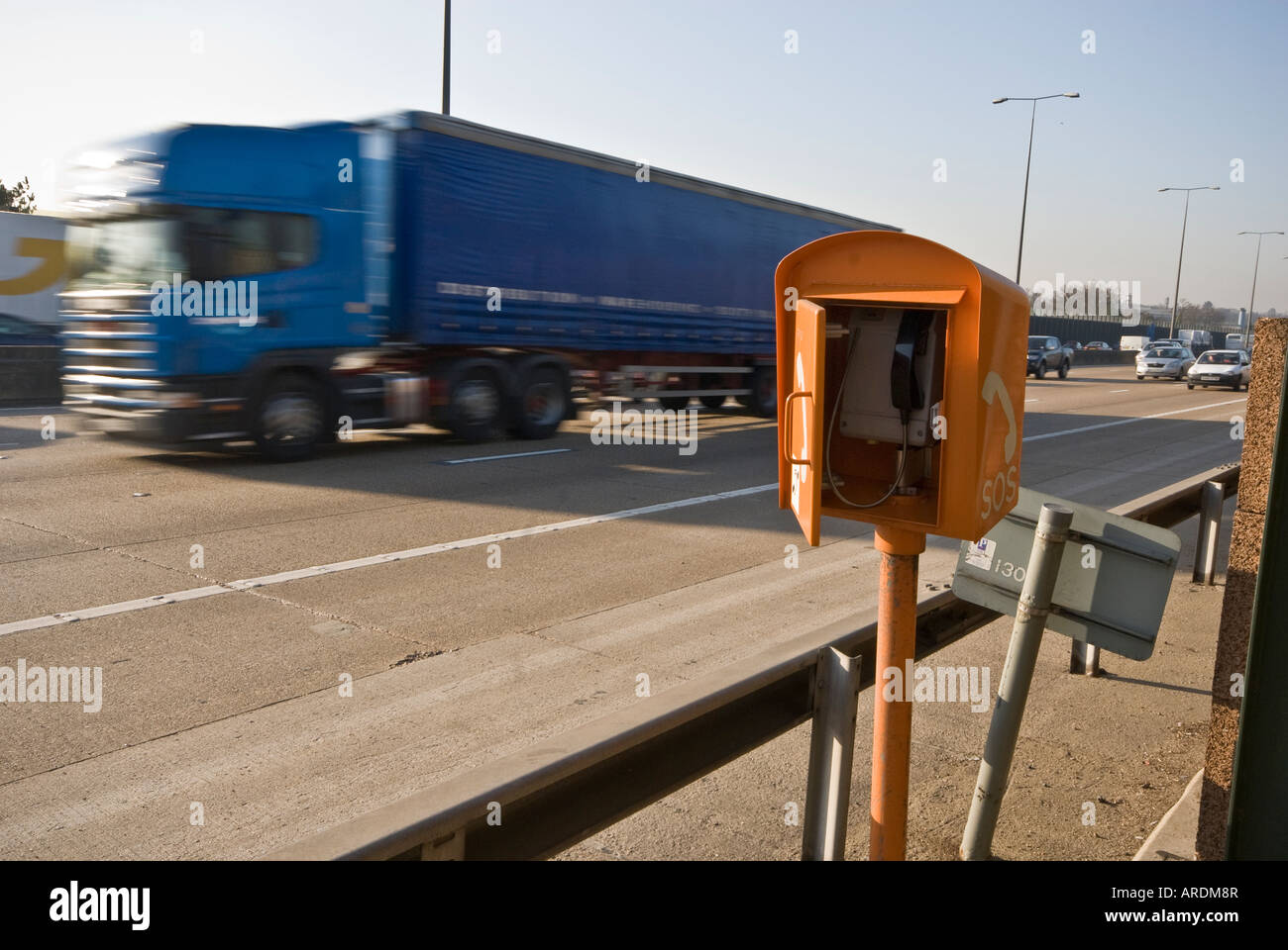 Orange SOS Motorway Phone Help Rescue Stock Photo - Alamy