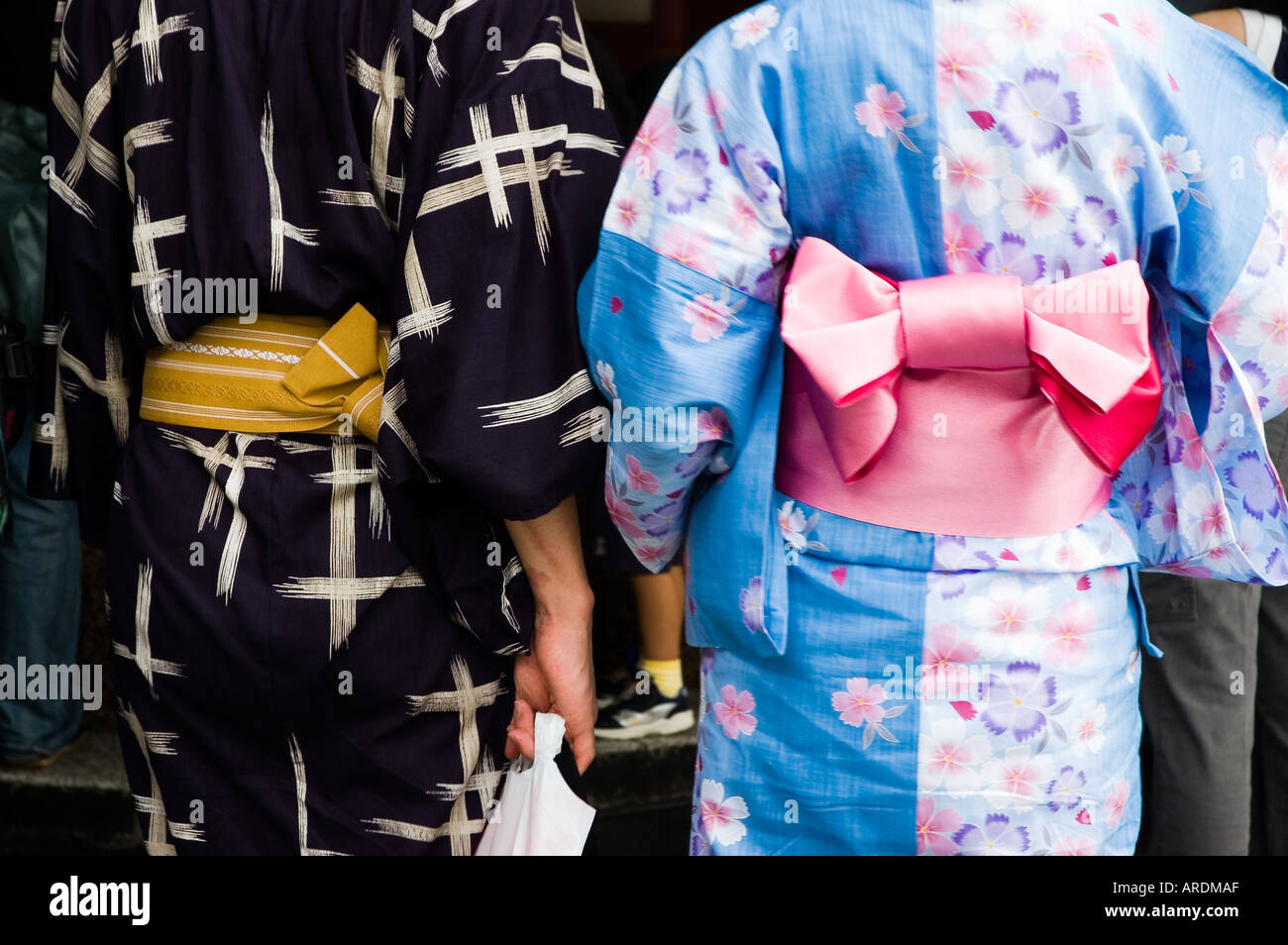 Traditional kimono robes worn at the Sensoji Temple in Asakusa, Tokyo ...