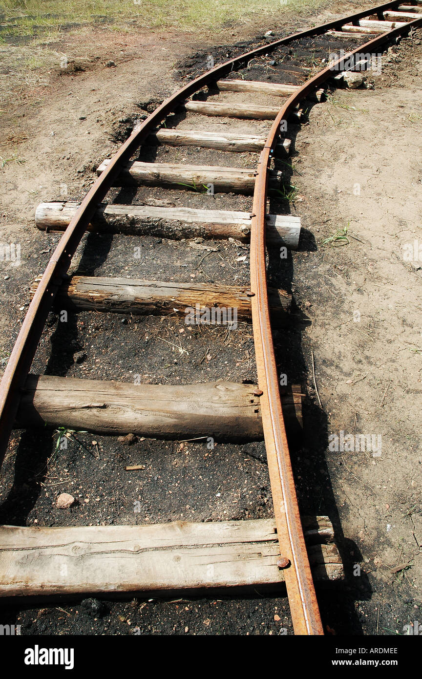 Railroad tracks near the abandoned Atlas Coal Mine near Drumheller ...