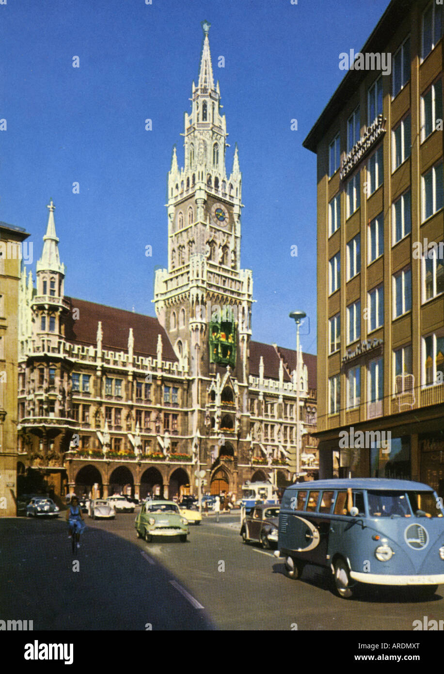 geography / travel, Germany, Munich, Marienplatz, view, 1960s Stock ...