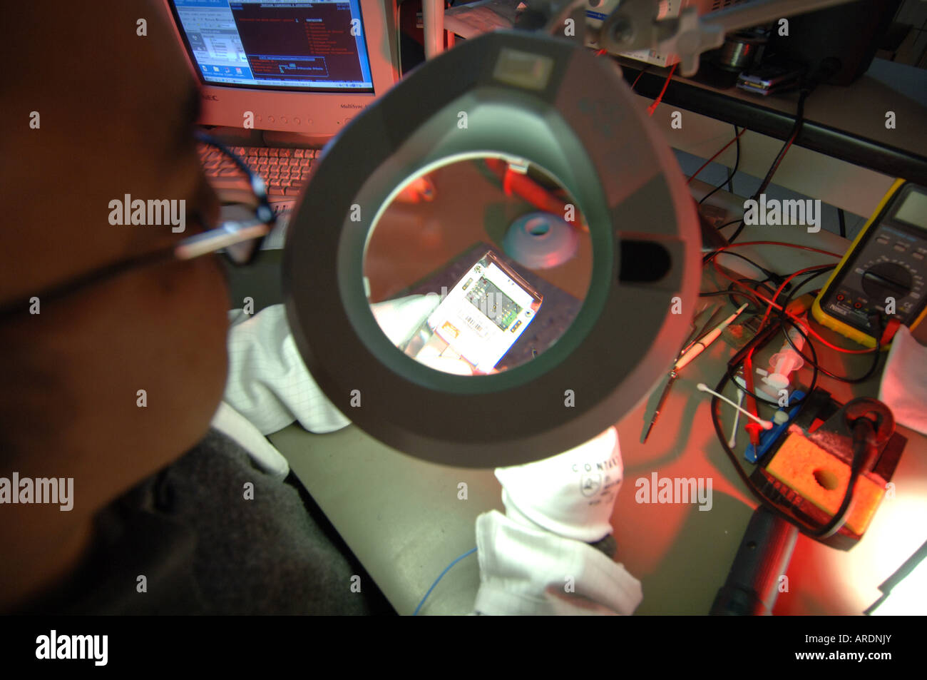 mobile, phone, testing, cell,repair, magnification Stock Photo - Alamy