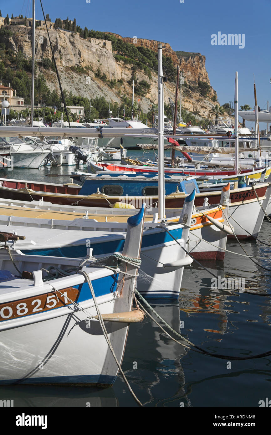 Stock photograph of traditional fishing boats Cassis Harbour Provence ...