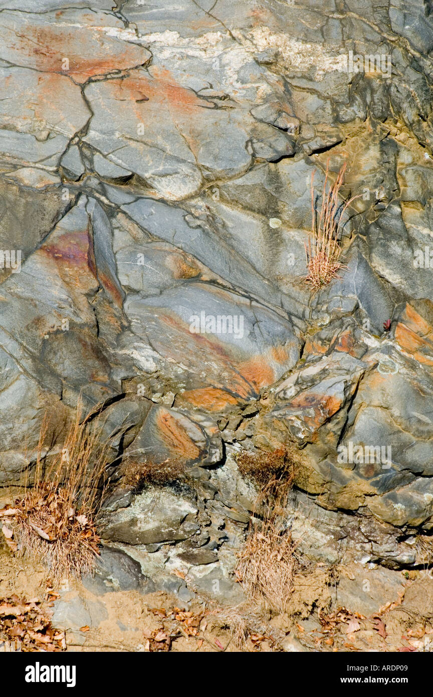 Blue ridge rock formations, strata, layers, granite, geology, fall ...