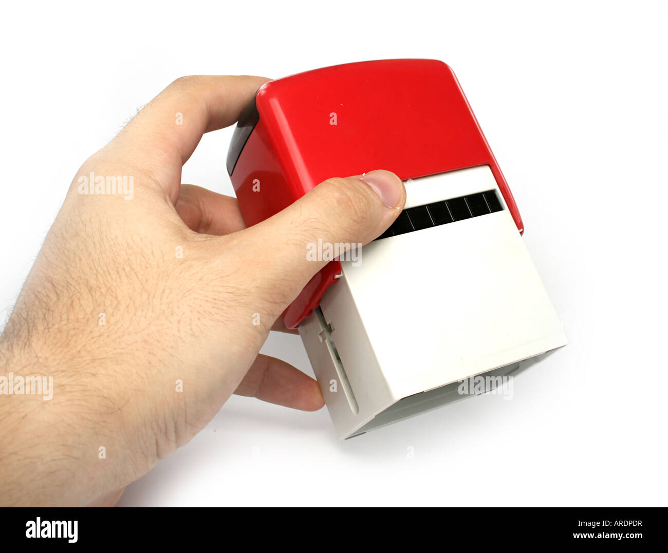 Red stamp isolated on white Stock Photo - Alamy