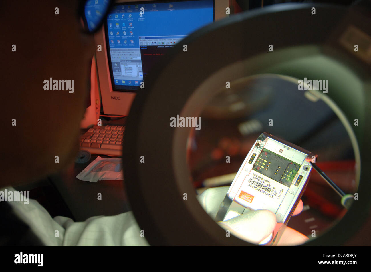 mobile, phone, testing, cell,repair, magnification Stock Photo - Alamy