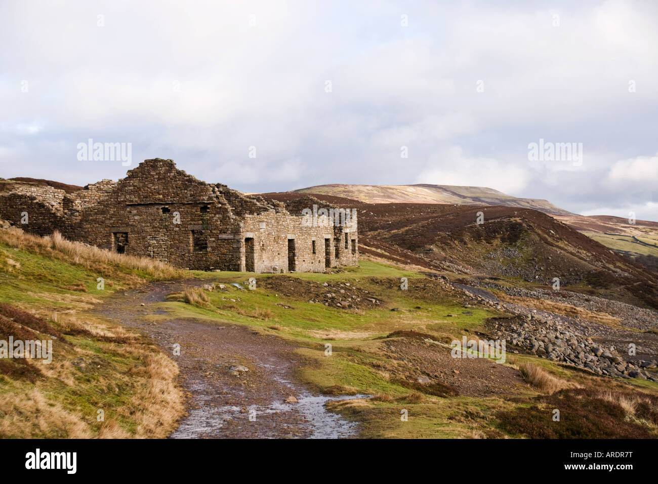 The ruins of Surrender Smelt Mill, Swaledale, Yorkshire Dales National ...