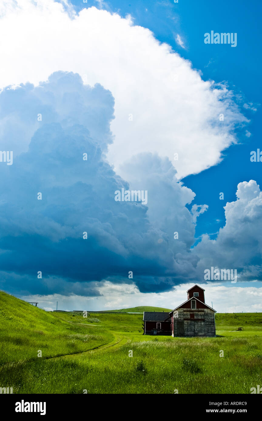 Storm clouds move over the prairies to bring rain to the Bar U Ranch ...