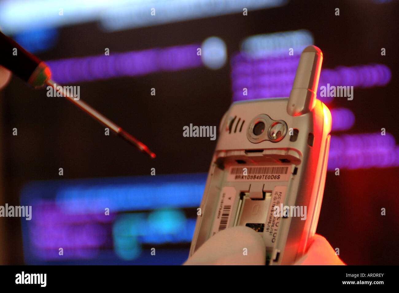 Mobile telephone testing and repairs Stock Photo - Alamy