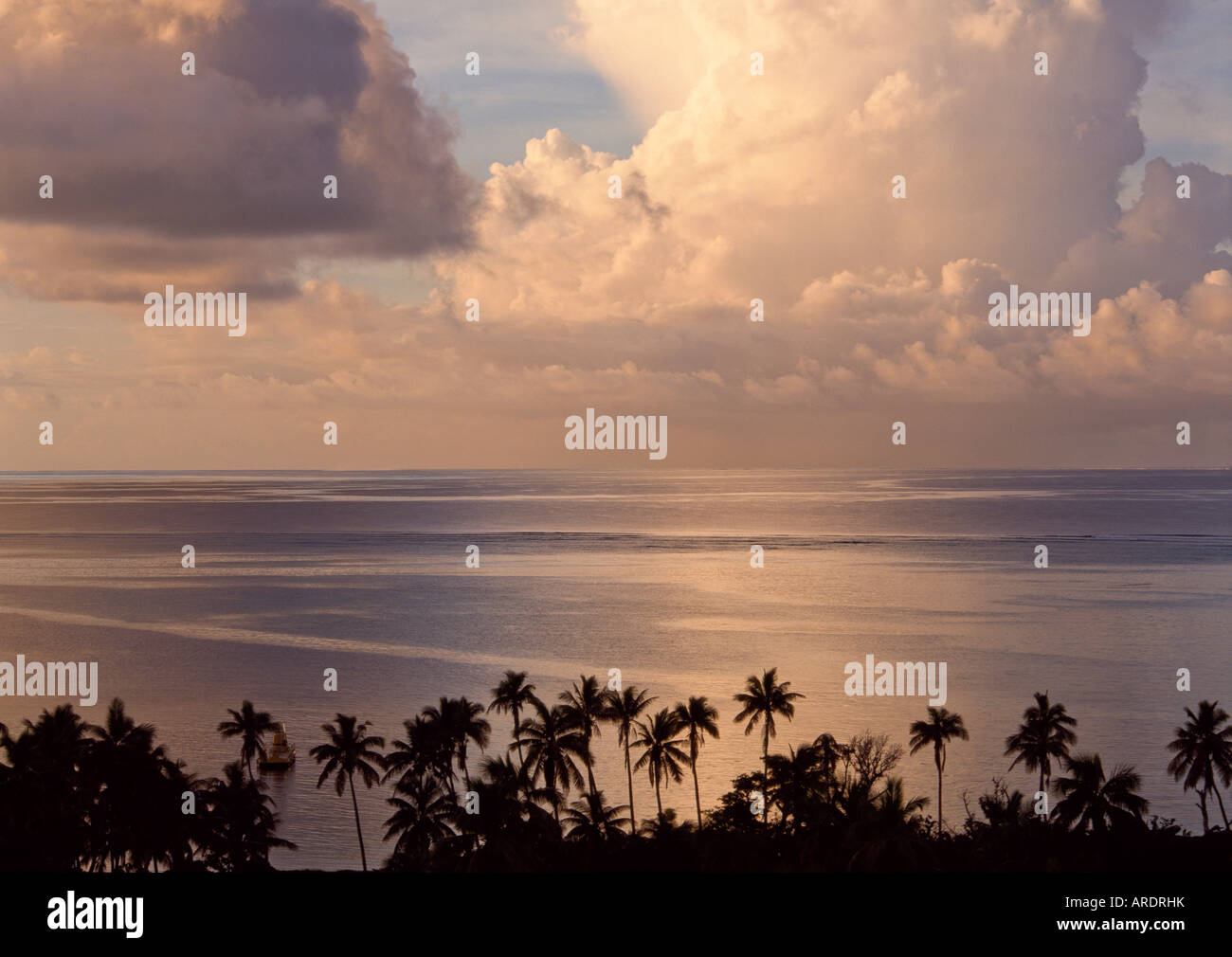 Morning thunderstorms from Mana Island Mamanucas Island group Fiji ...