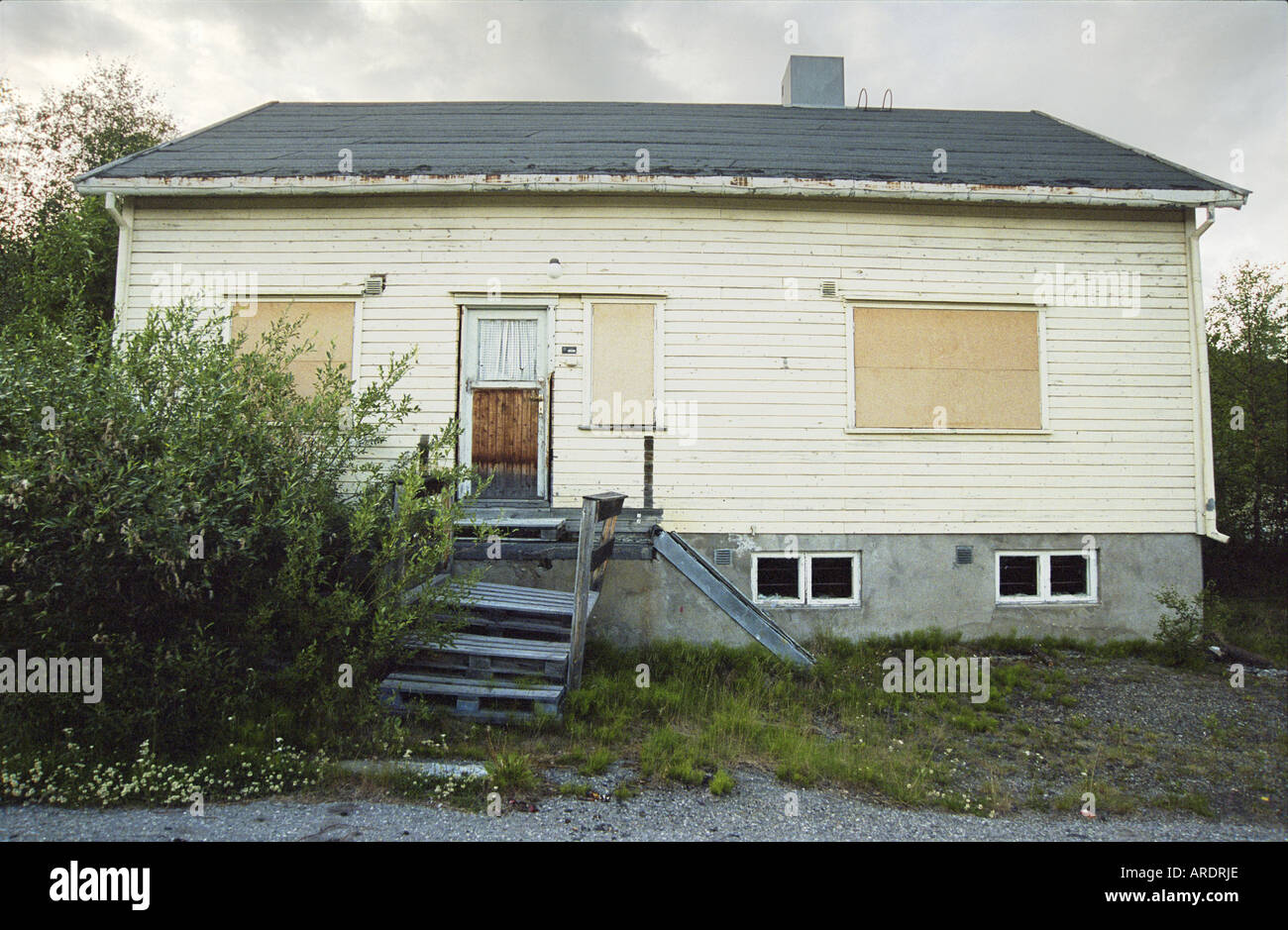 Boarded up house Karasjok Norway Stock Photo - Alamy