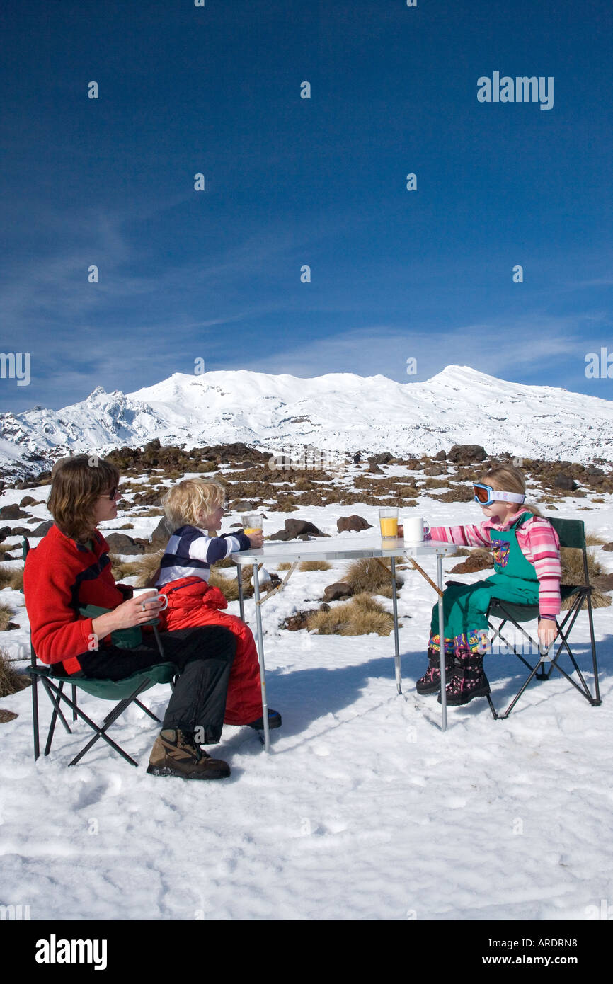 Family Picnic in the Snow Mt Ruapehu Central Plateau North Island New ...