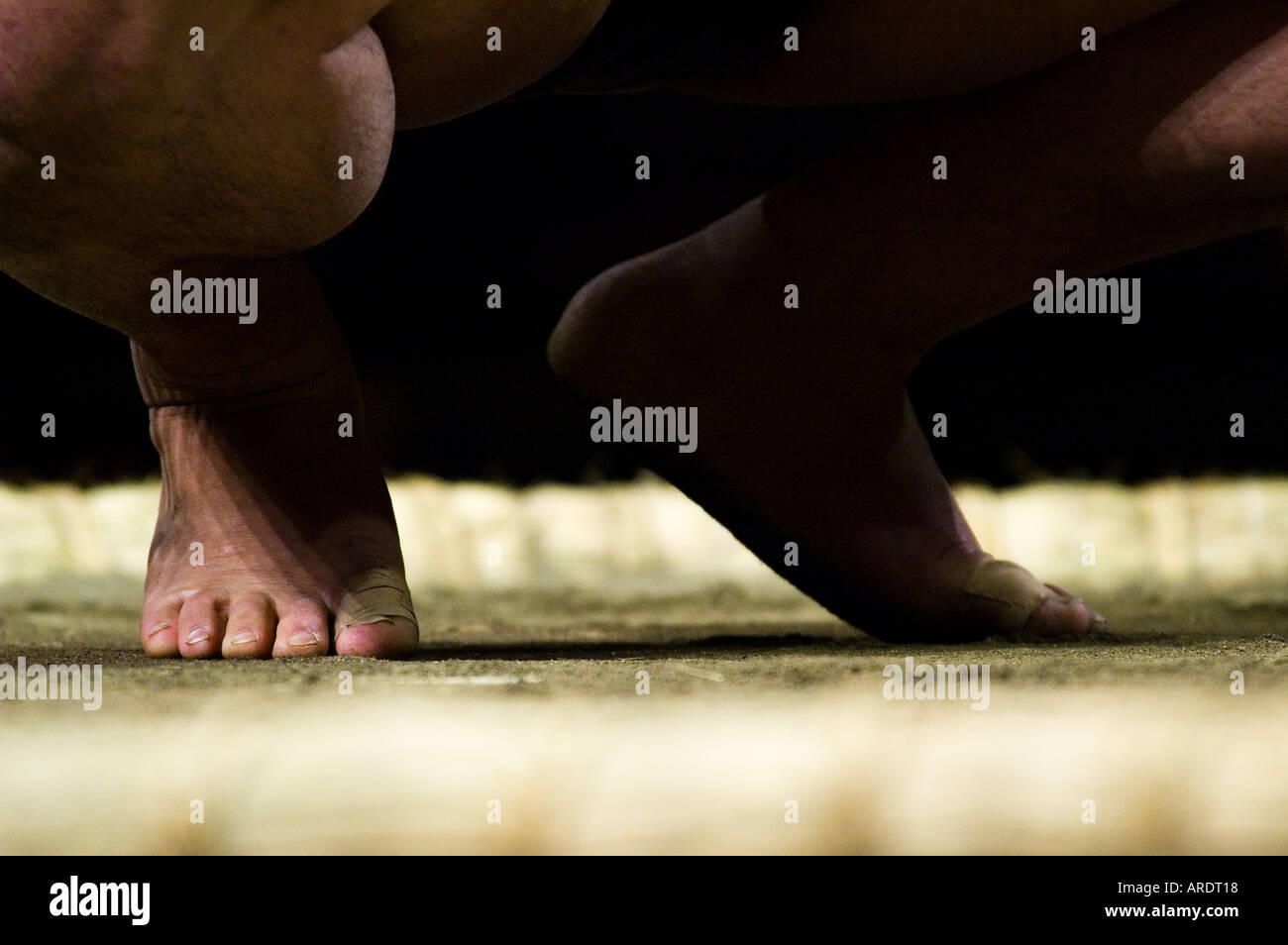 A sumo wrestler prepares for his bout at the Ryogoku stadium in Tokyo ...