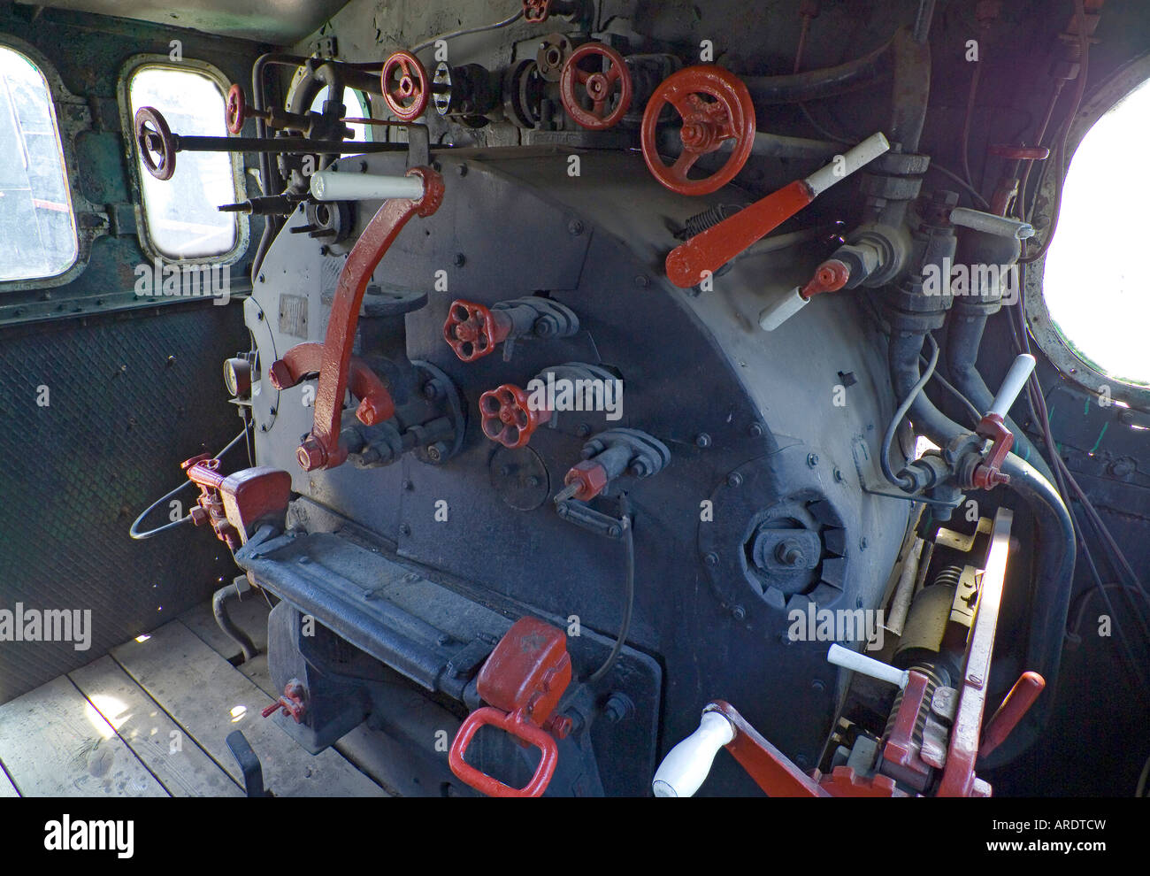 Steam engine locomotive cockpit Tki 3 from 1903 Stock Photo - Alamy