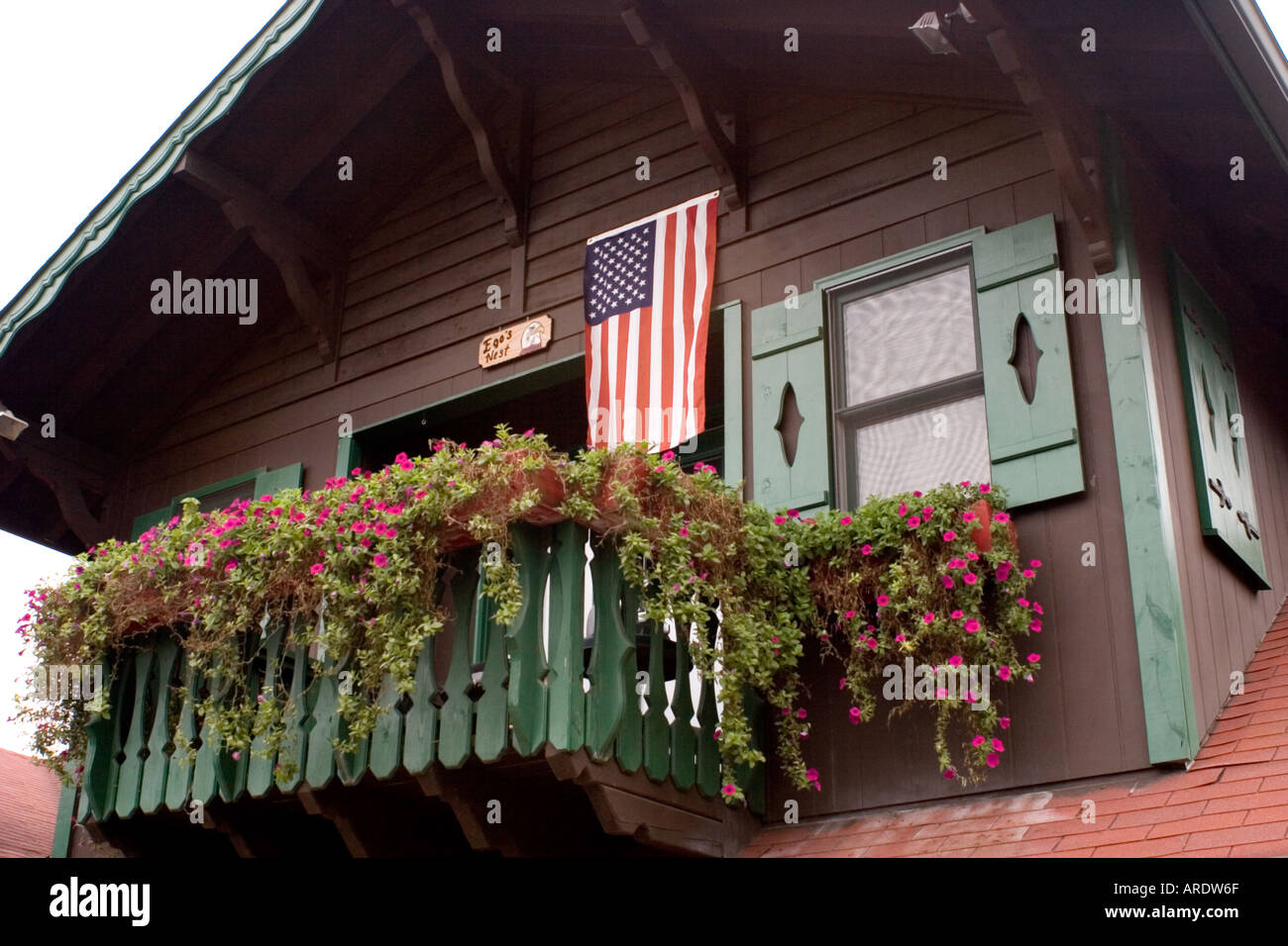 Helen Georgia USA flag on display during Octoberfest Stock Photo - Alamy
