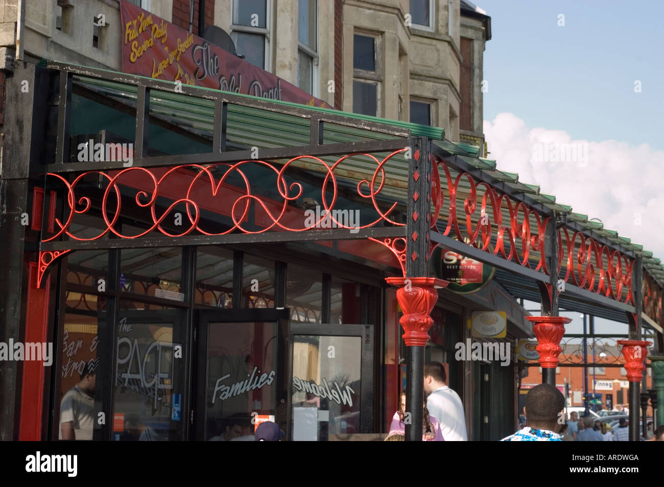 Ornamental Victorian Ironwork above shops at Barry Island Seaside ...
