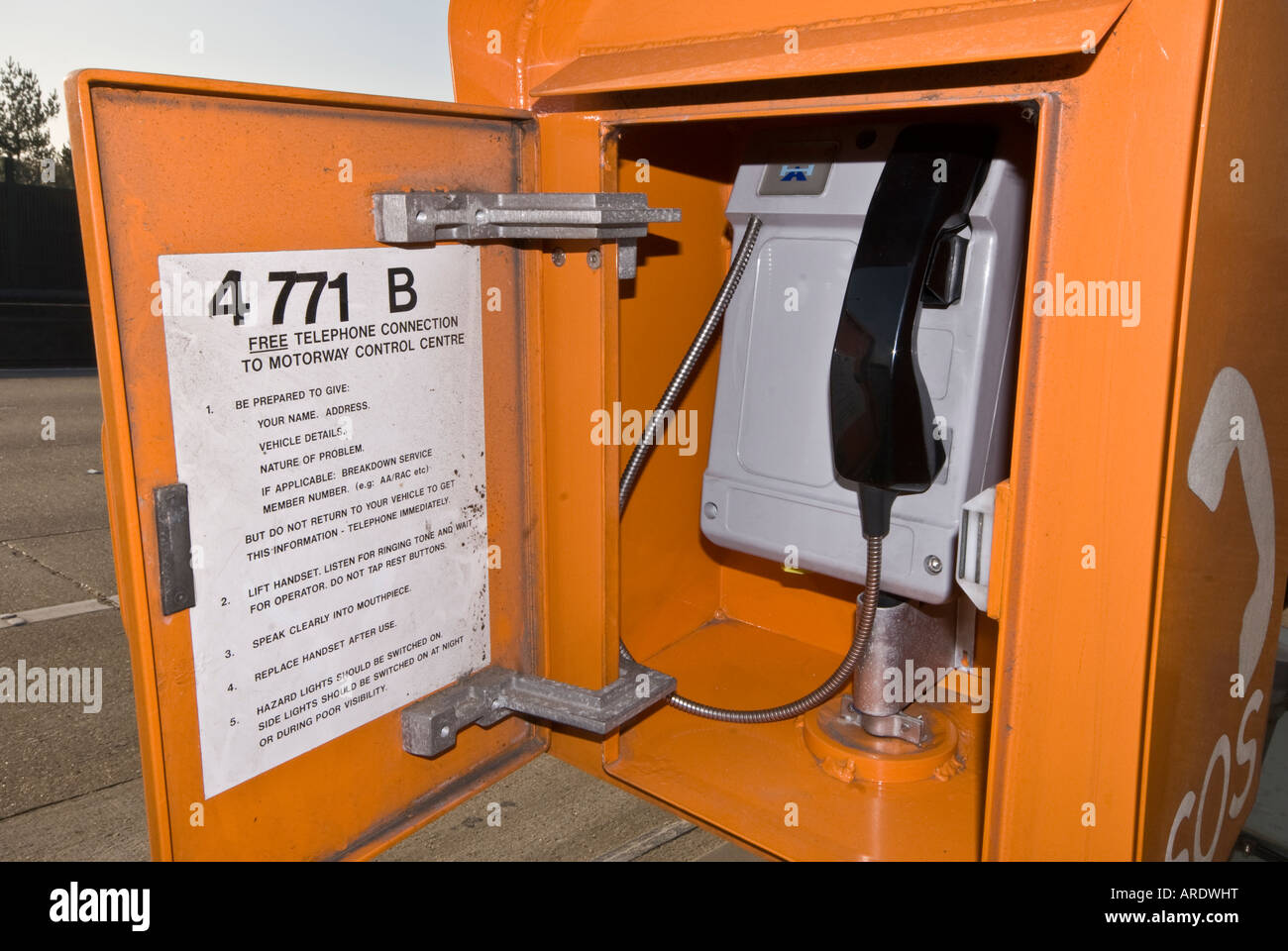 Orange SOS Motorway Phone Help Rescue Stock Photo - Alamy