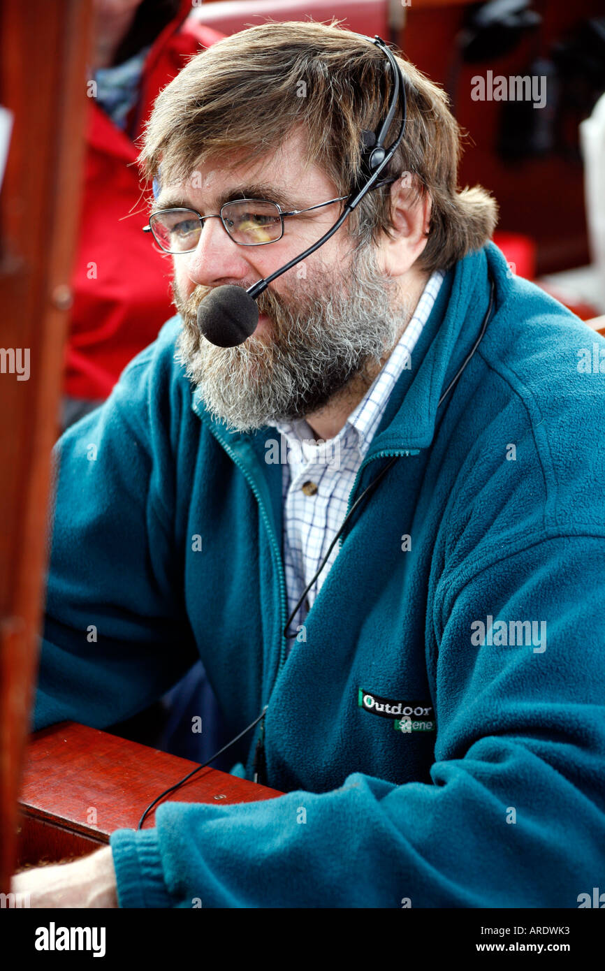 Dr Jonathan Wills on his boat in the Shetlands, Scotland Stock Photo ...