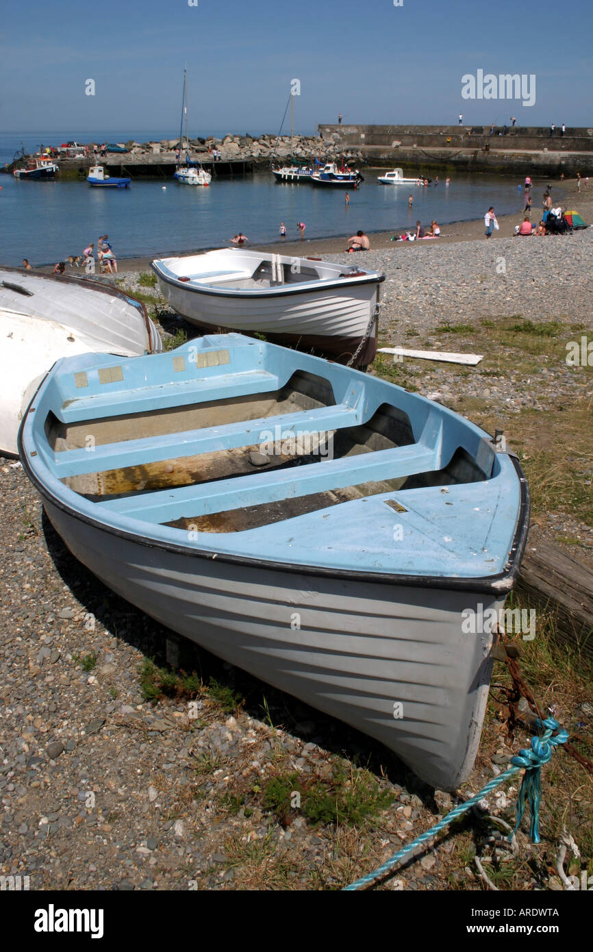 small rowing boats on the beach in Greystones harbour, County Wicklow ...